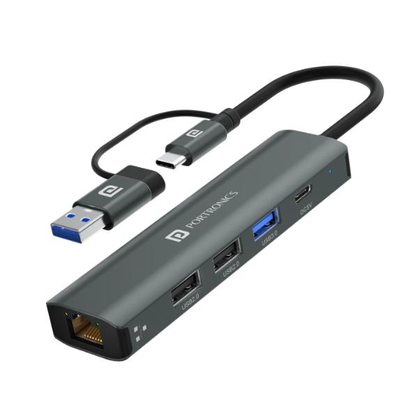 Buy Portronics Mport Edge 5 Ports Dual USB Hub - Superfast USB 3.0 ...